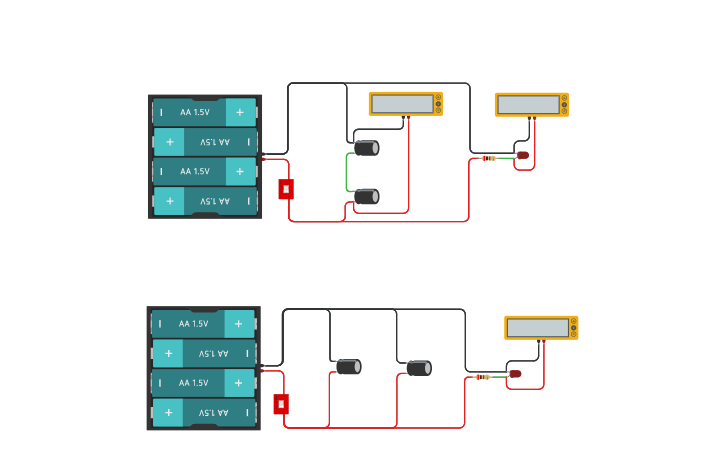 Circuit design Capacitors in Series and Parallel - Tinkercad