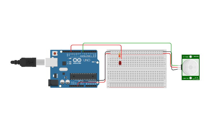 Circuit design Practica 7. Sensor PIR | Tinkercad Circuit design Practica 7. Sensor PIR | Tinkercad