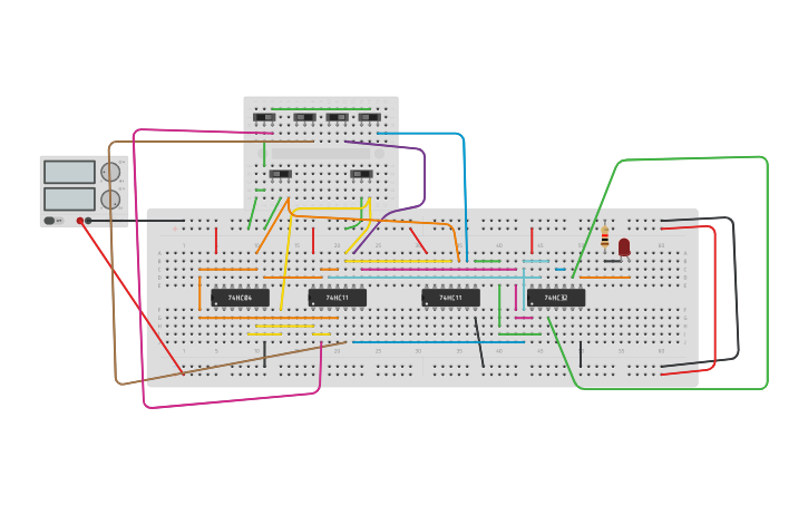 Circuit design 4x1 using 2x1 Circuit | Tinkercad