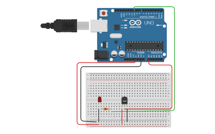 Circuit design temperature - Tinkercad