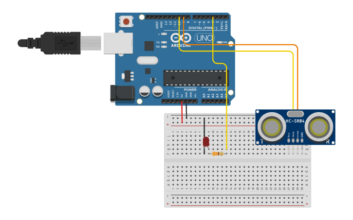 Circuit design Led Sensor Ultrasonico - Tinkercad