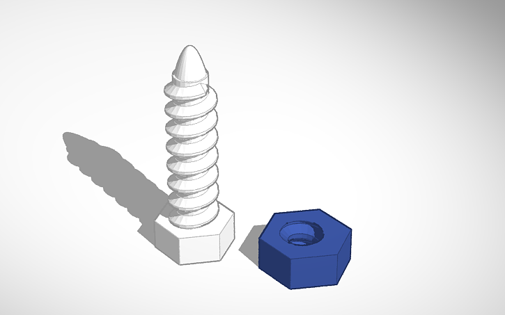 3D design Nut and Bolt - Tinkercad