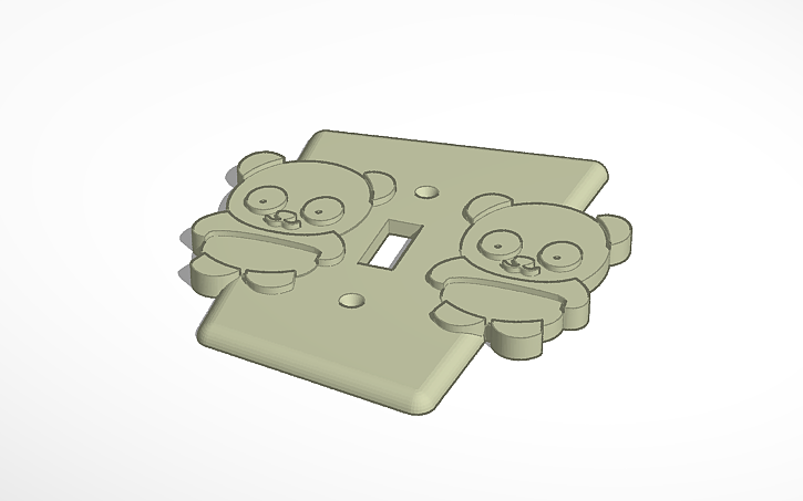 3D design switch plate panda - Tinkercad