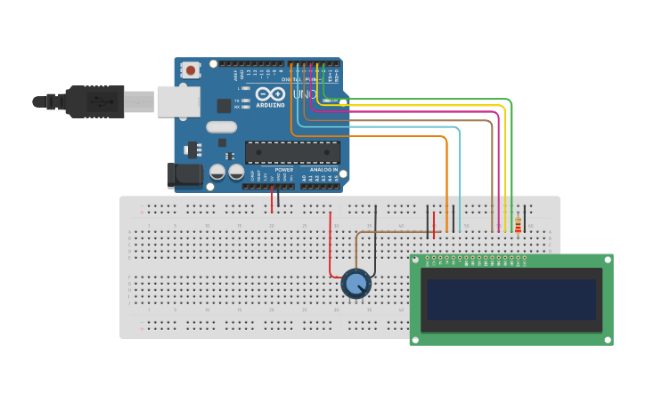 Circuit design ALARMA CON MODULO LCD - Tinkercad
