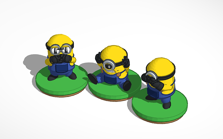3D design Three Minions - Tinkercad