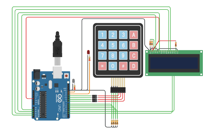 Circuit design TECLADO MATRICIAL COM SENHA 3 DIGITOS , CANCELA e LCD ... Circuit design TECLADO MATRICIAL COM SENHA 3 DIGITOS , CANCELA e LCD ...