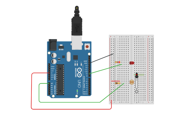 Circuit design PHOTORESISTOR_CIRCUIT - Tinkercad