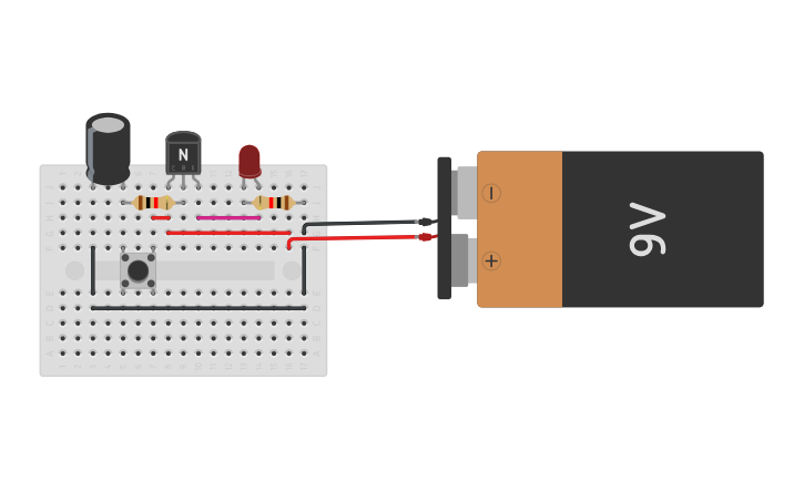 Circuit design simple LED timer - Tinkercad