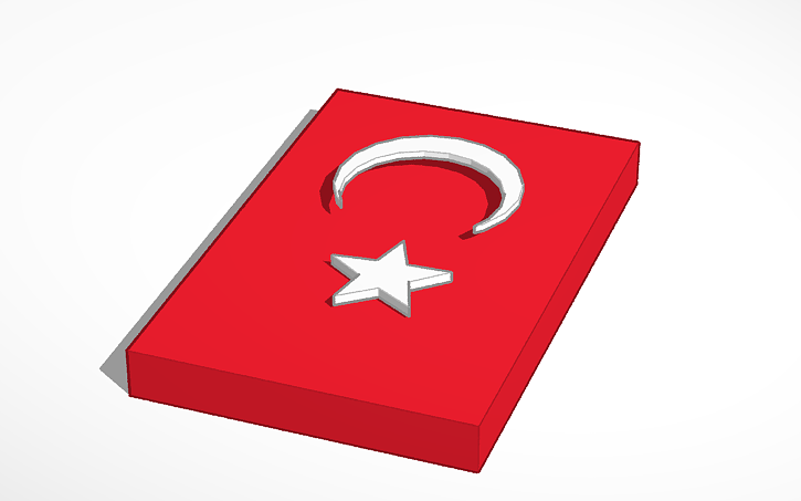 3D design Türk Bayrağı - Tinkercad