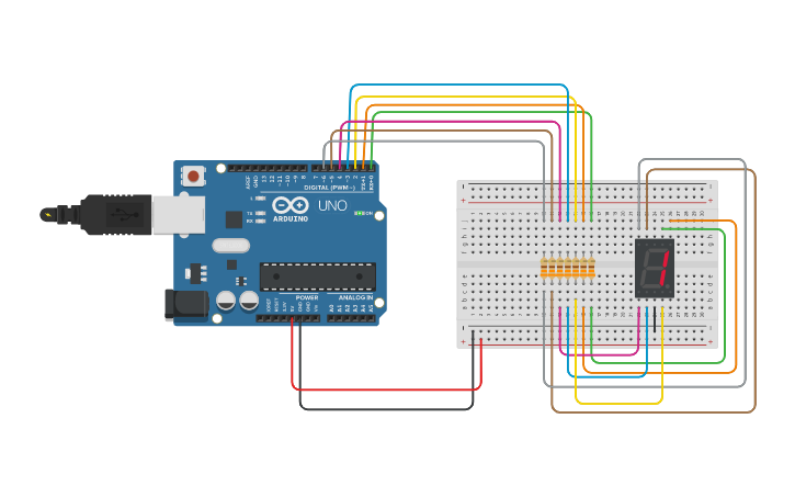 Circuit design LED 7 - Tinkercad