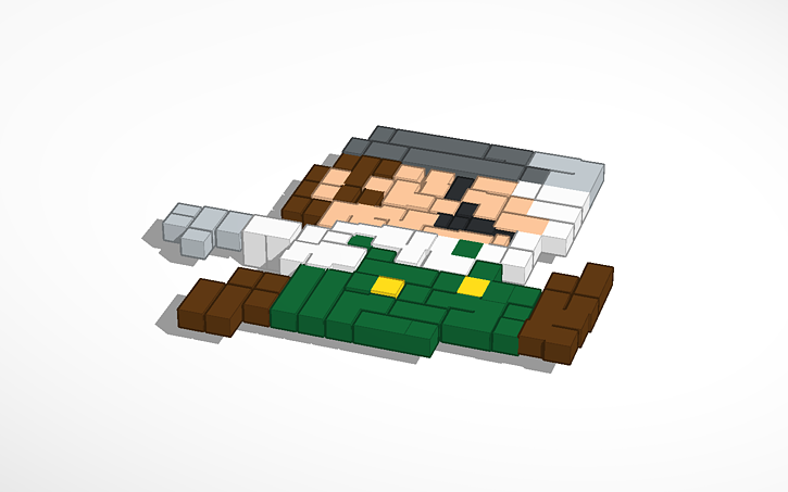 3D design fire luigi pixel art | Tinkercad