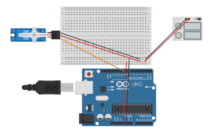 Circuit design servo - Tinkercad