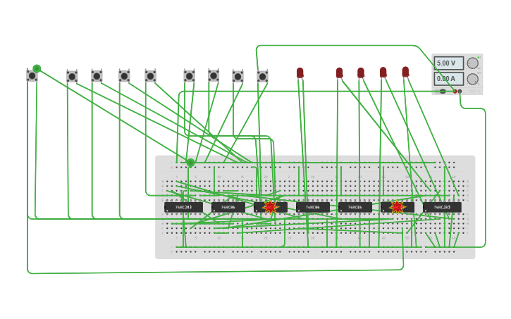Circuit design 1s Adder | Tinkercad