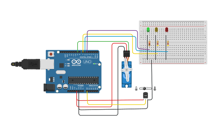 Circuit design sens_temp_servo | Tinkercad