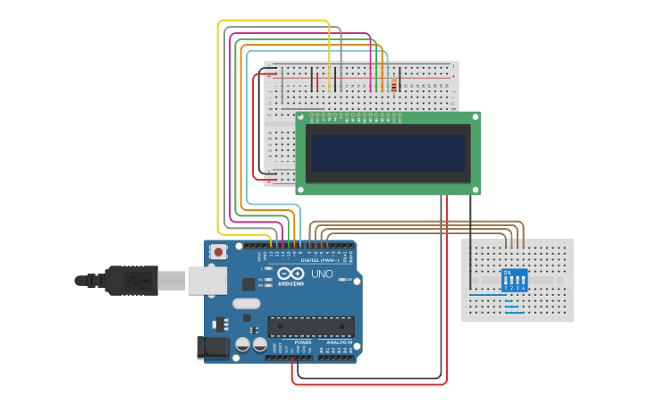 Circuit design LCD Water Level Indicator - Tinkercad