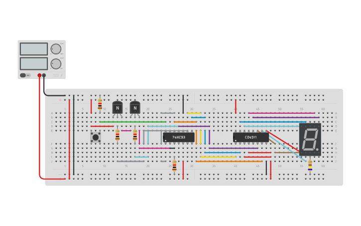 Circuit design 7 Segment Counter - Tinkercad