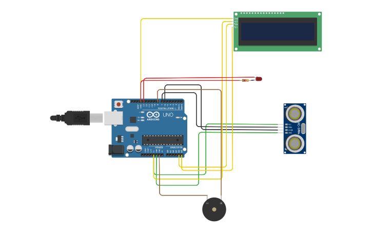 Circuit design Distance sensor - Tinkercad