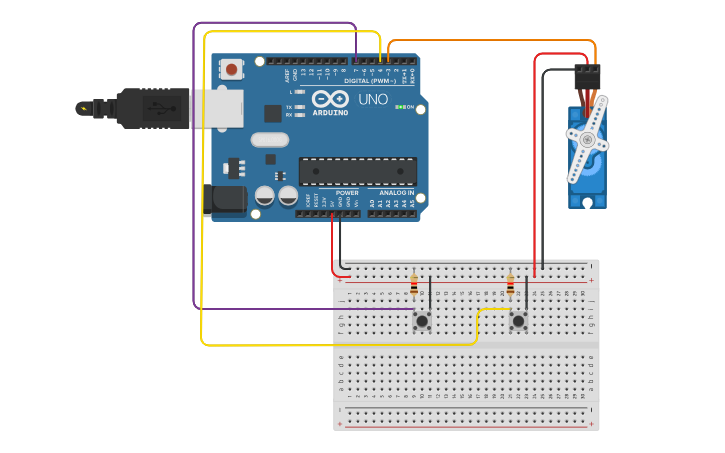 Circuit Design S12 Control De Servomotores Con Pulsadores Tinkercad