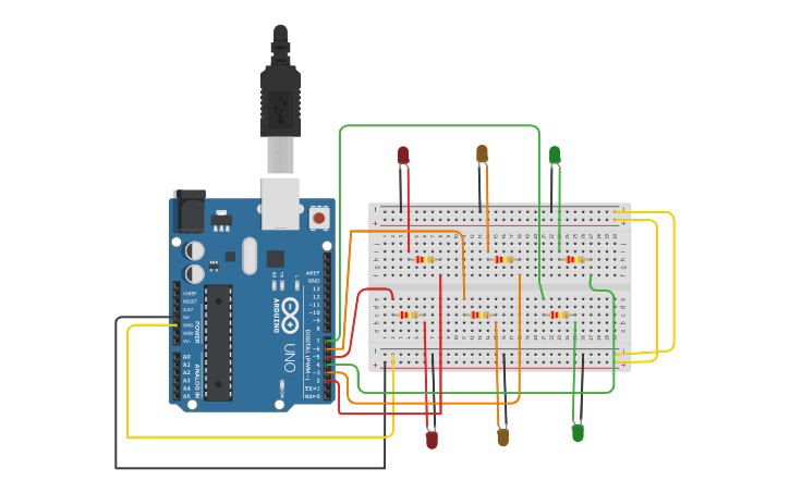 Circuit design Traffic LIght | Tinkercad