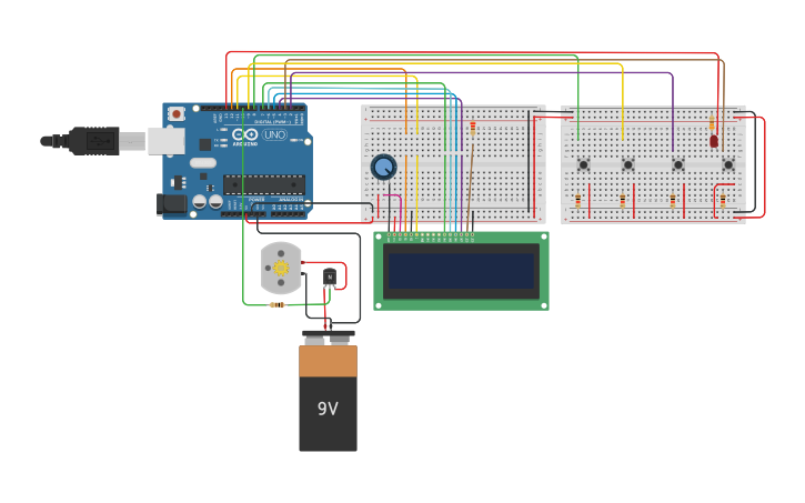 Circuit design Washing machine - Tinkercad