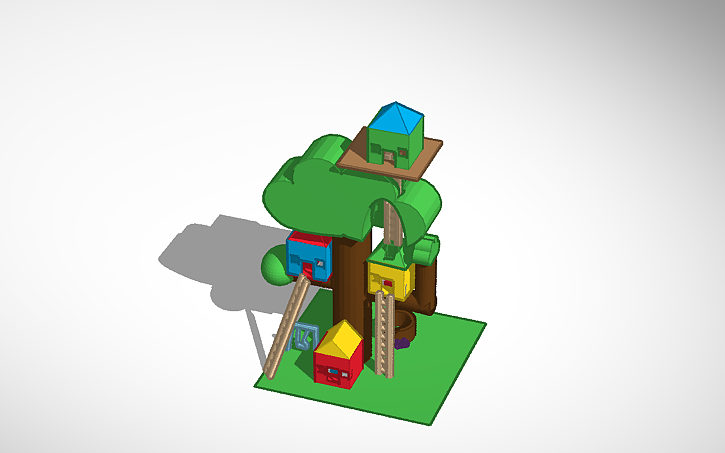 3D design tree house village - Tinkercad