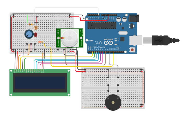 Circuit Design Security System Using Pir Sensor And Buzzer Tinkercad