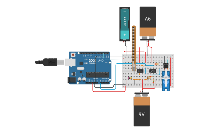 Circuit design flex-sensor-Aditya | Tinkercad