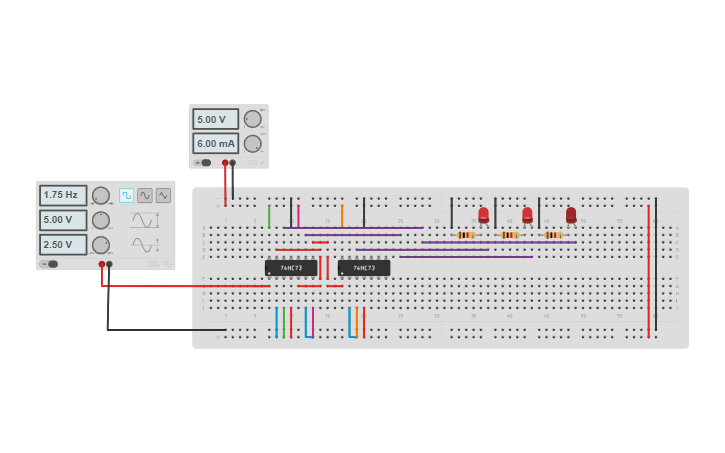Circuit design 3-Bit Down Counter | Tinkercad Circuit design 3-Bit Down Counter | Tinkercad