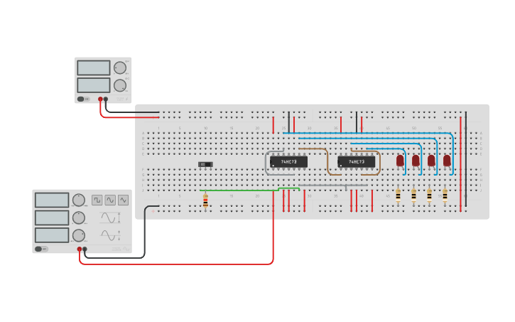 Circuit Design Asynchronous Up Counter Tinkercad