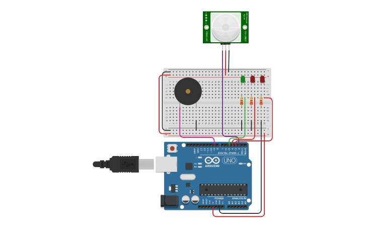 Circuit design pirSensor - Tinkercad