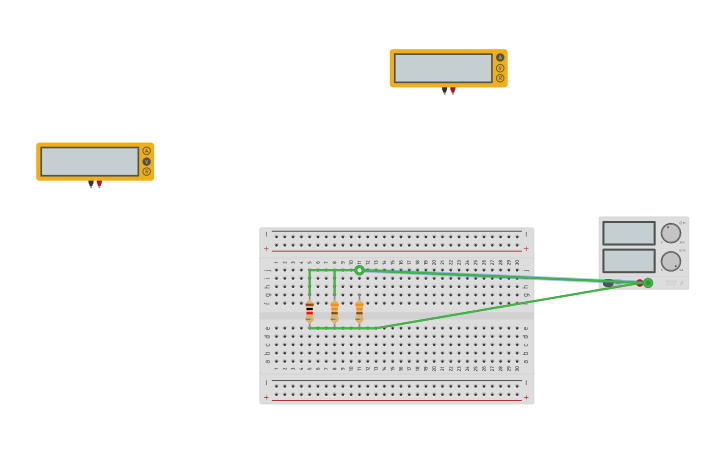 Circuit design parallel-resistors - Tinkercad