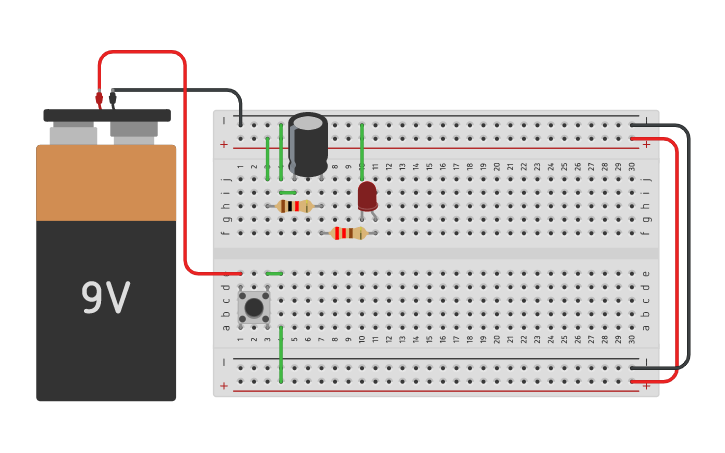 Circuit design Funcionamiento de un capacitor - Tinkercad