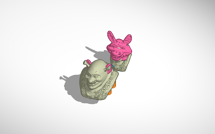 3D design Shrek's face on donkey's (vise versa) - Tinkercad