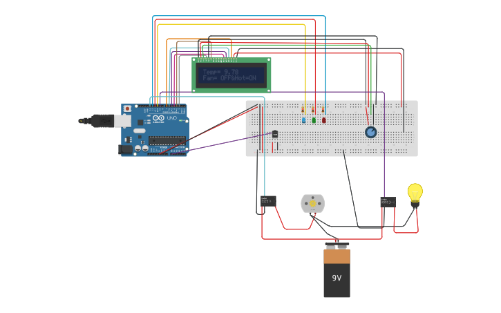 Circuit design Automatic Room Temperature Controller | Tinkercad