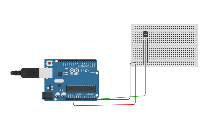 Circuit design sensore di temperatura - Tinkercad
