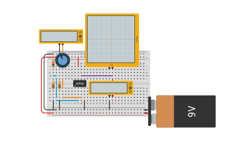 Circuit design comparator op amp - Tinkercad