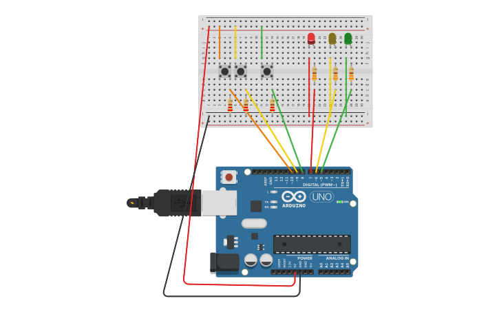Circuit design Circuito Semaforo | Tinkercad
