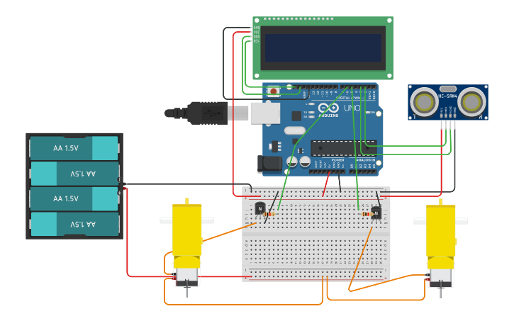 Circuit design 2wd transistor - Tinkercad