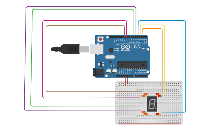 Circuit design DISPLAY DE 7 SEGMENTOS | Tinkercad