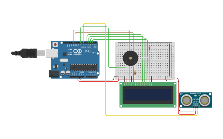 Circuit design Ultra sensor sound - Tinkercad