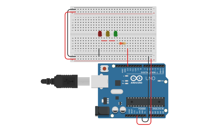 Circuit design 3 LEDs Blink | Tinkercad