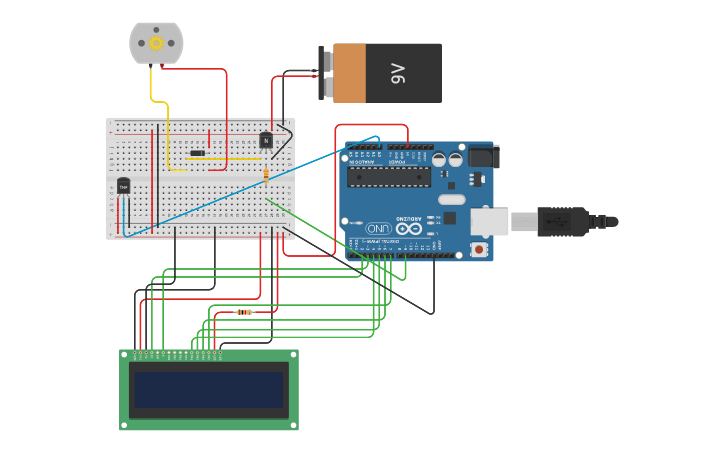 Circuit Design Temperature Sensorwith Dc Motor Driver Tinkercad
