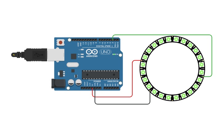 Circuit design Neopixel Neon Light Ring | Tinkercad