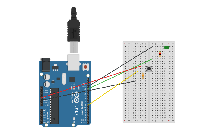 Circuit Design Circuito Com Botão Led E Dois Resistores Tinkercad