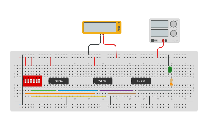 Circuit design Combinational Logic Gates 3 (XOR) - Tinkercad Circuit design Combinational Logic Gates 3 (XOR) - Tinkercad