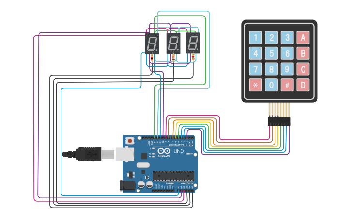 Circuit design keypad 7 - Tinkercad