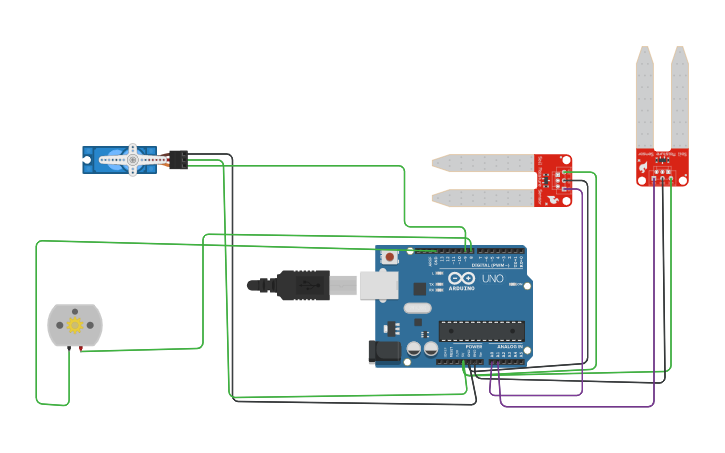 Circuit design Smart irrigation - Tinkercad