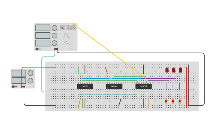 Circuit design Synchronous Up Counter - Tinkercad