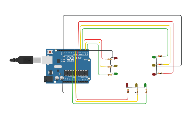 Circuit design Project Traffic Light 1 - Tinkercad