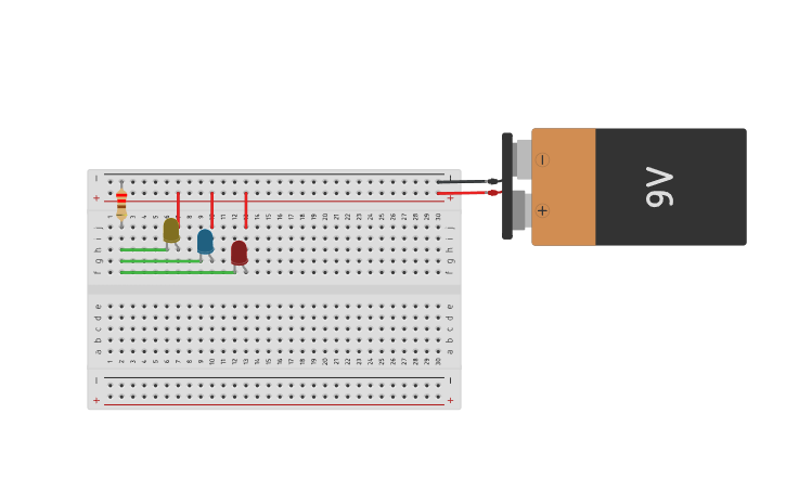 Circuit design 3 led paralelo - Tinkercad